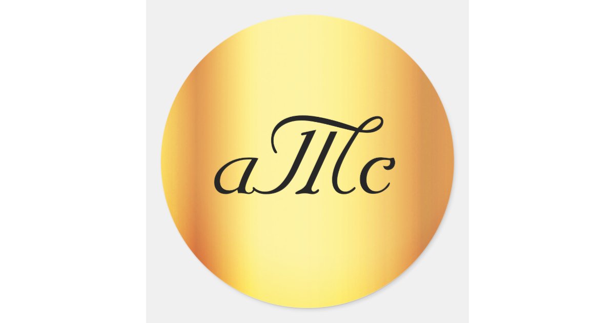 Wedding gold monogram initials luxurious classic round sticker | Zazzle