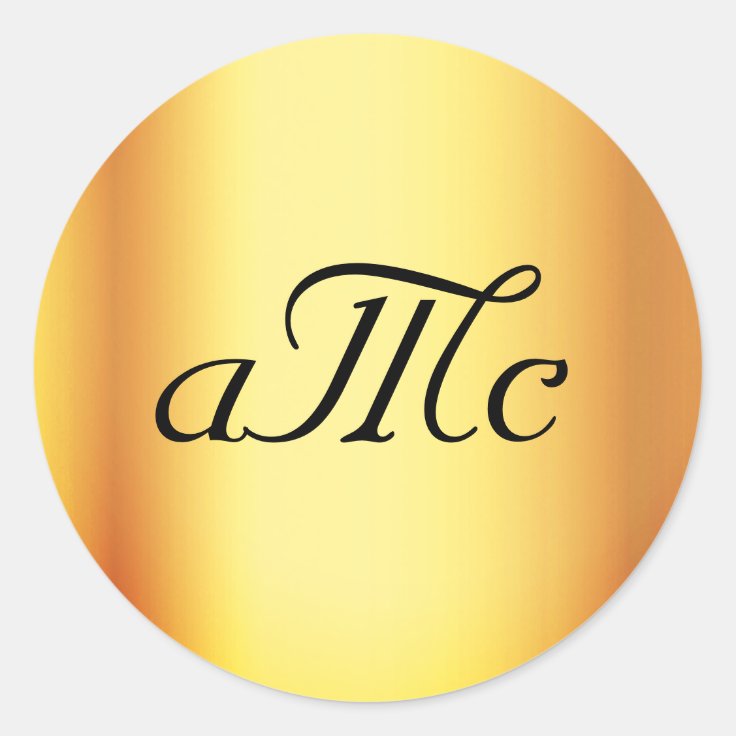 Wedding gold monogram initials luxurious classic round sticker | Zazzle