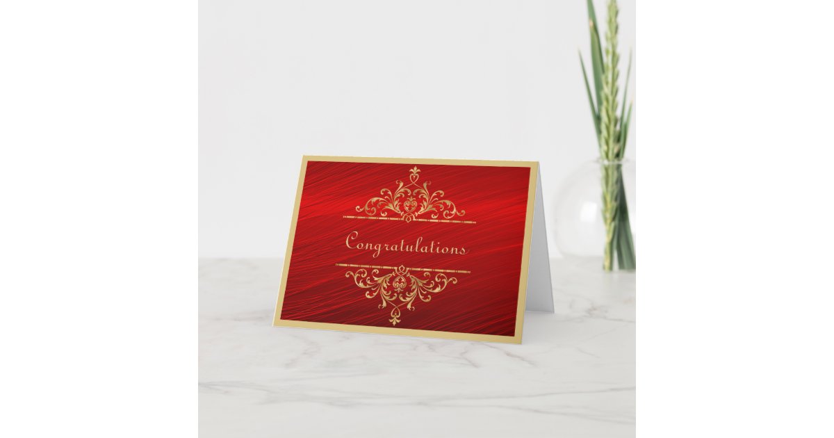 Wedding Gold Red Congratulations Card | Zazzle