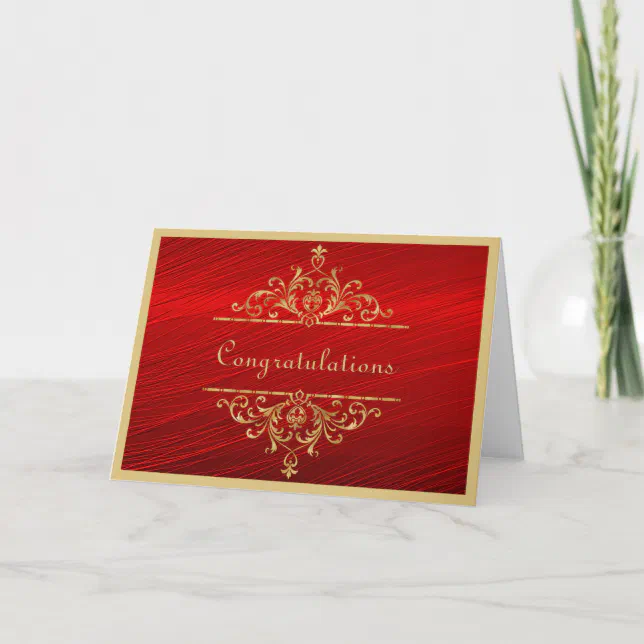 Wedding Gold Red Congratulations Card | Zazzle