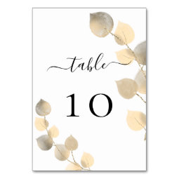 Wedding golden eucalyptus greenery table number | Zazzle