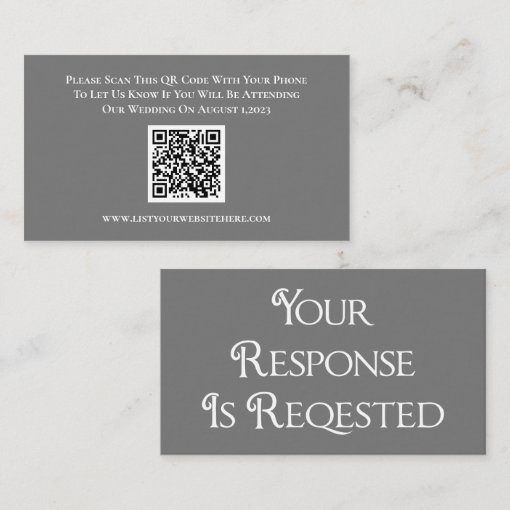 Wedding Gray White RSVP QR Code Response Card | Zazzle