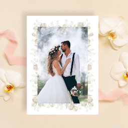 Wedding Greenery Calligraphy Script 2 Photo Thank You Card | Zazzle