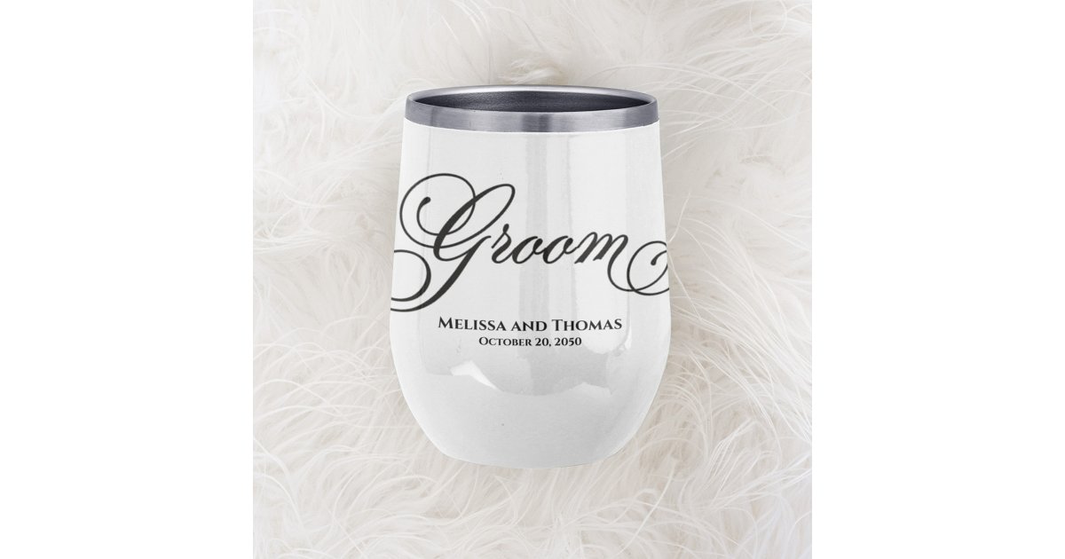 Wedding Groom Typography Script Custom Tumbler | Zazzle