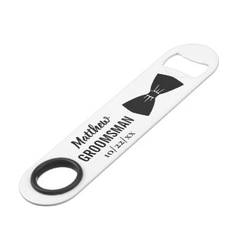 Wedding Groomsman Bachelor Party Black Bow Tie Bar Key | Zazzle