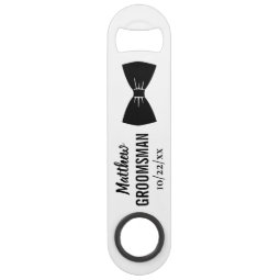 Wedding Groomsman Bachelor Party Black Bow Tie Bar Key | Zazzle