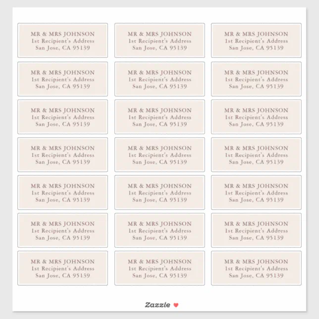 Wedding Guest Address Label 21 Different Addresse | Zazzle