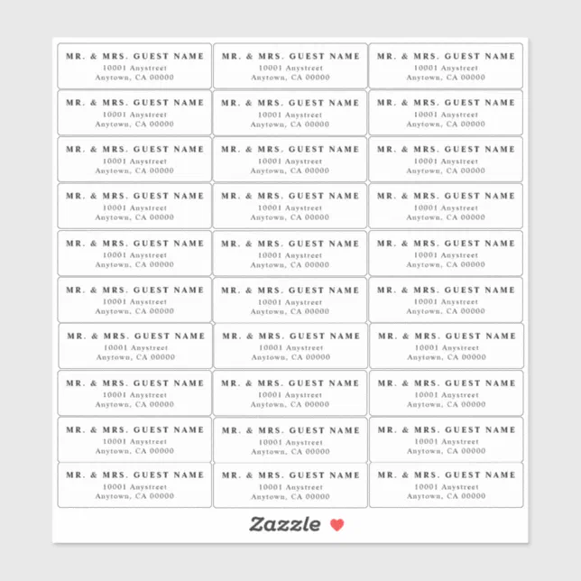 Wedding Guest Address Labels | Zazzle