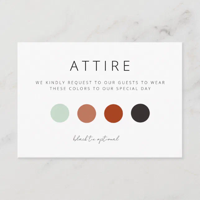 Wedding Guest Attire Dress Code Card | Zazzle