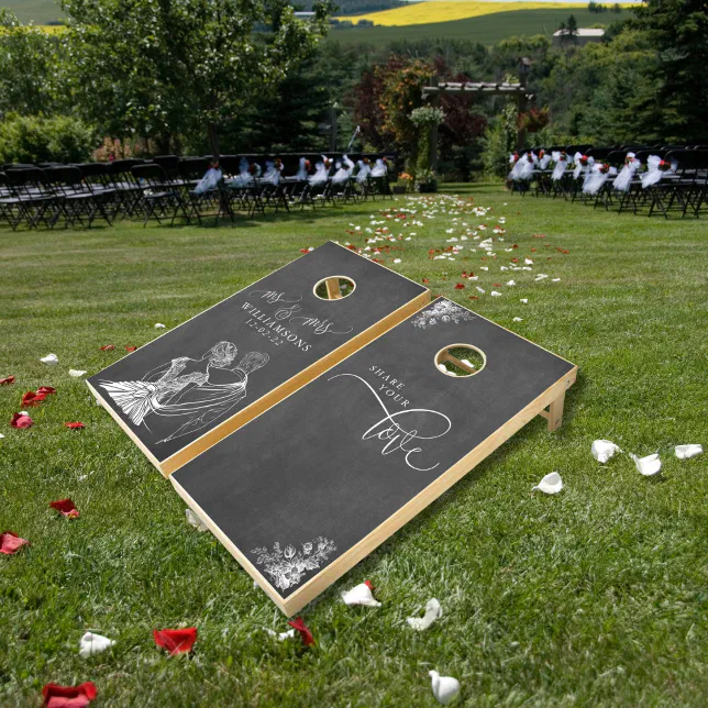 Wedding Guest Book Alternative Elegant Mr & Mrs Cornhole Set | Zazzle