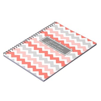 Wedding Guest Book Coral Gray Chevron Notebook | Zazzle