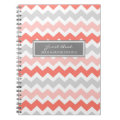 Wedding Guest Book Coral Gray Chevron Notebook | Zazzle
