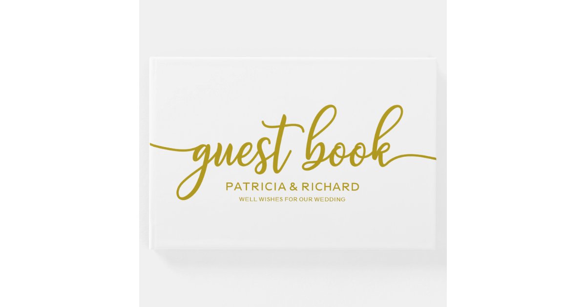 Wedding Guest Book Gold Chic Calligraphy | Zazzle