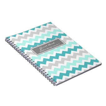 Wedding Guest Book Teal Gray Chevron Notebook | Zazzle