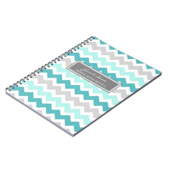 Wedding Guest Book Teal Gray Chevron Notebook | Zazzle