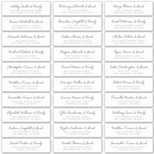 Wedding Guest Names Address Simple Modern Chic Sticker | Zazzle