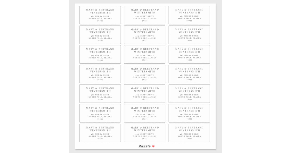 Wedding Guest Pre-addressed Labels Minimalist J102 | Zazzle