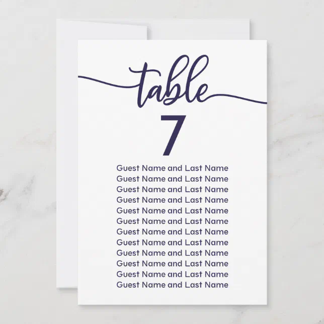 Wedding Guest Seating Elegant Chic Navy Blue Invitation | Zazzle