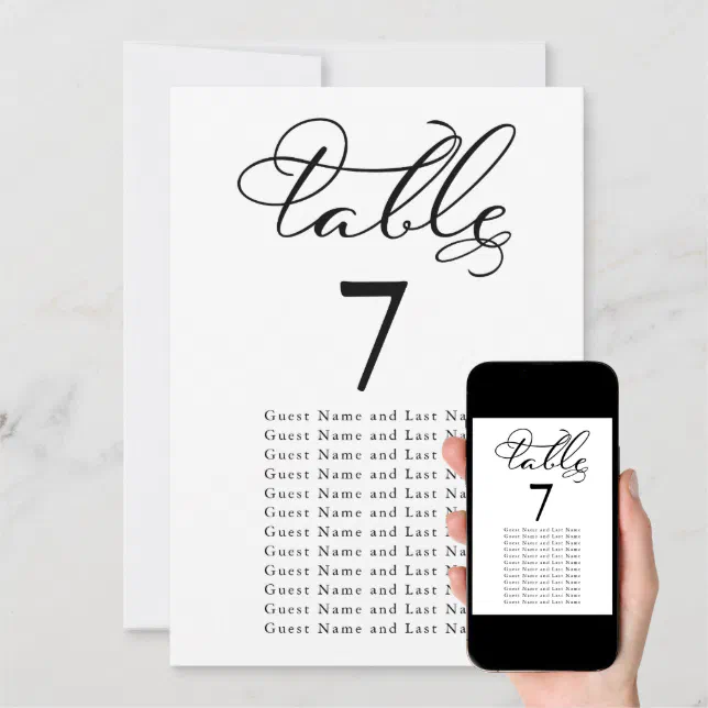 Wedding Guest Seating Simple Elegant Calligraphy Invitation | Zazzle