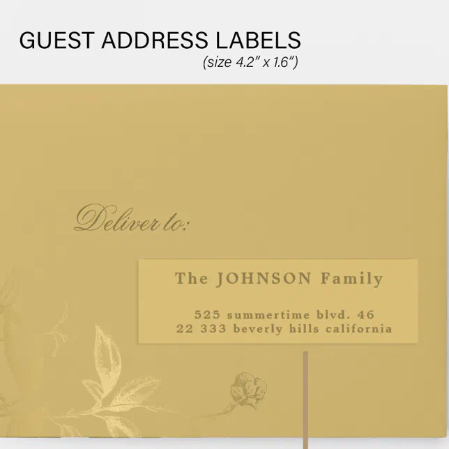 Wedding guests 24 custom faux gold address labels | Zazzle