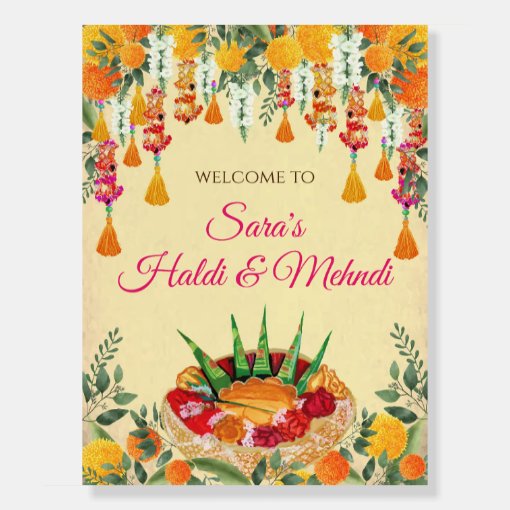 Wedding Haldi signs as Mehndi welcome boards | Zazzle