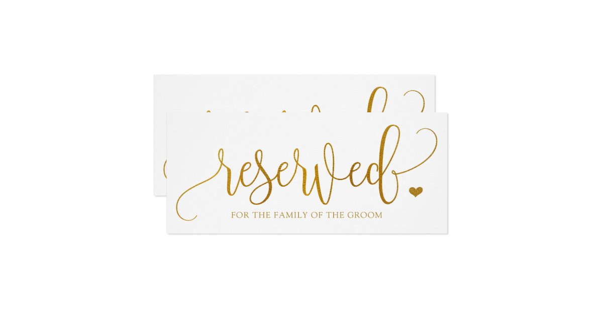 Wedding Hanging Reserved Sign - Faux Gold Foil Invitation | Zazzle.com
