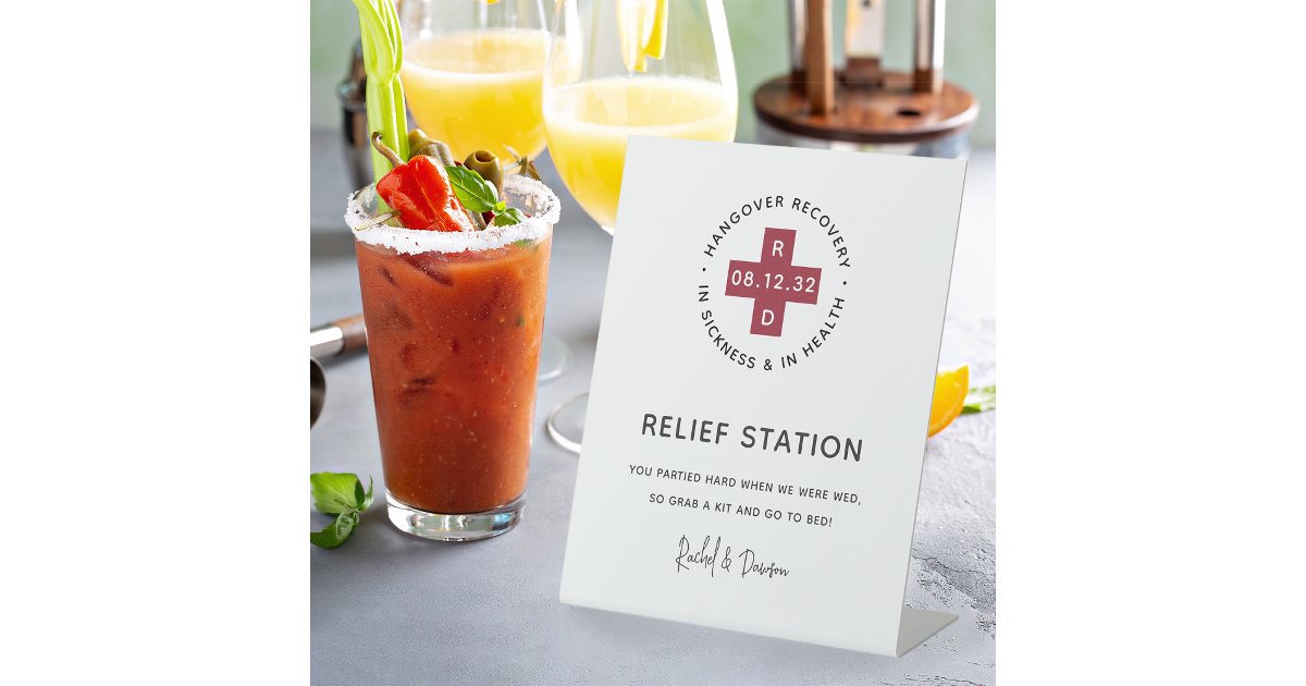 Wedding Hangover Relief Station Pedestal Sign | Zazzle