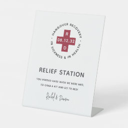 Wedding Hangover Relief Station Pedestal Sign | Zazzle