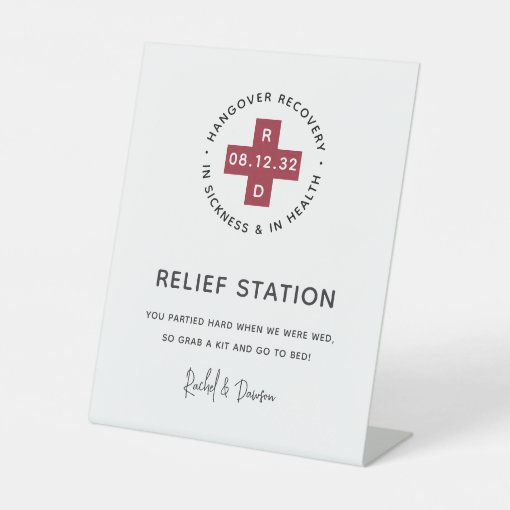 Wedding Hangover Relief Station Pedestal Sign | Zazzle