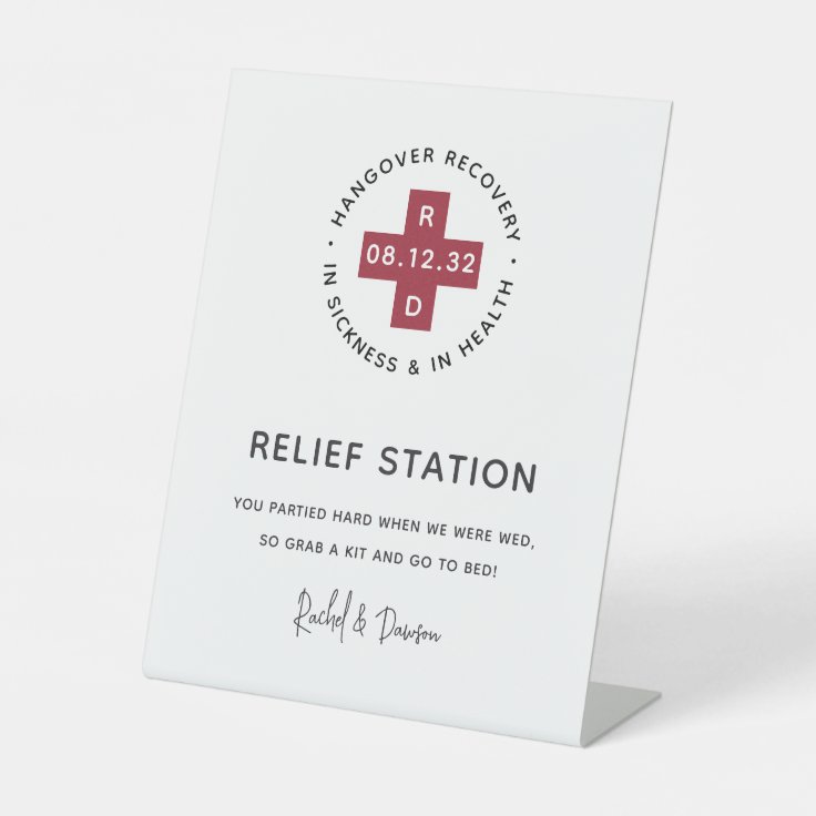 Wedding Hangover Relief Station Pedestal Sign | Zazzle