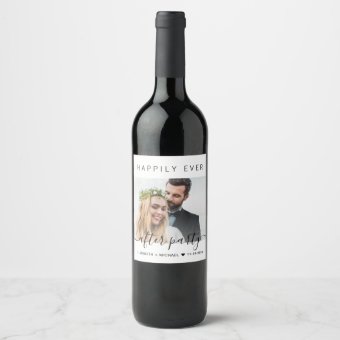 Wedding Happily Ever After Party Photo Custom Wine Label | Zazzle