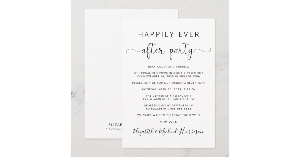Wedding Happily Ever After Party Reception Invitation | Zazzle