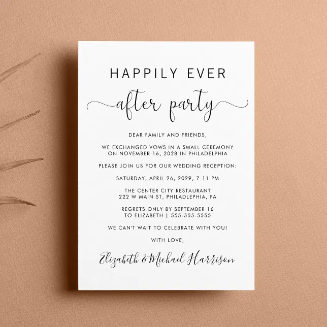Wedding Happily Ever After Party Reception Invitation | Zazzle