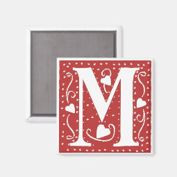 Wedding Hearts Letter M Magnet | Zazzle
