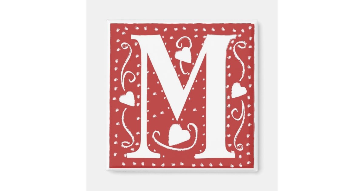 Wedding Hearts Letter M Magnet | Zazzle