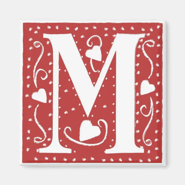 Wedding Hearts Letter M Magnet | Zazzle