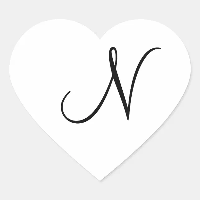 Wedding Hearts Monogram N Wedding Seal Sticker | Zazzle