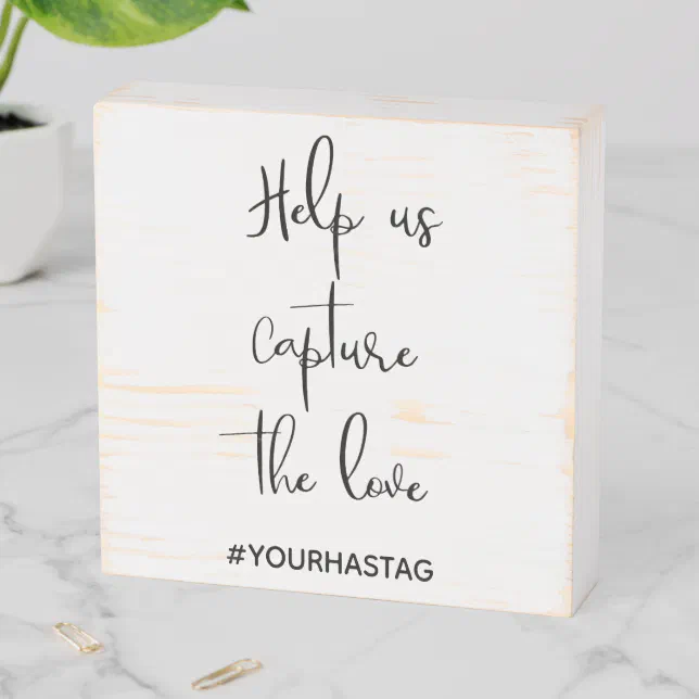 Wedding Help us Capture the Love Wooden Box Sign | Zazzle