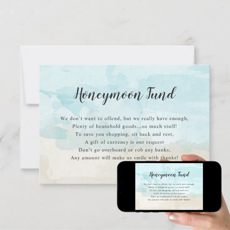 Wedding Honeymoon card | beach watercolor | Zazzle