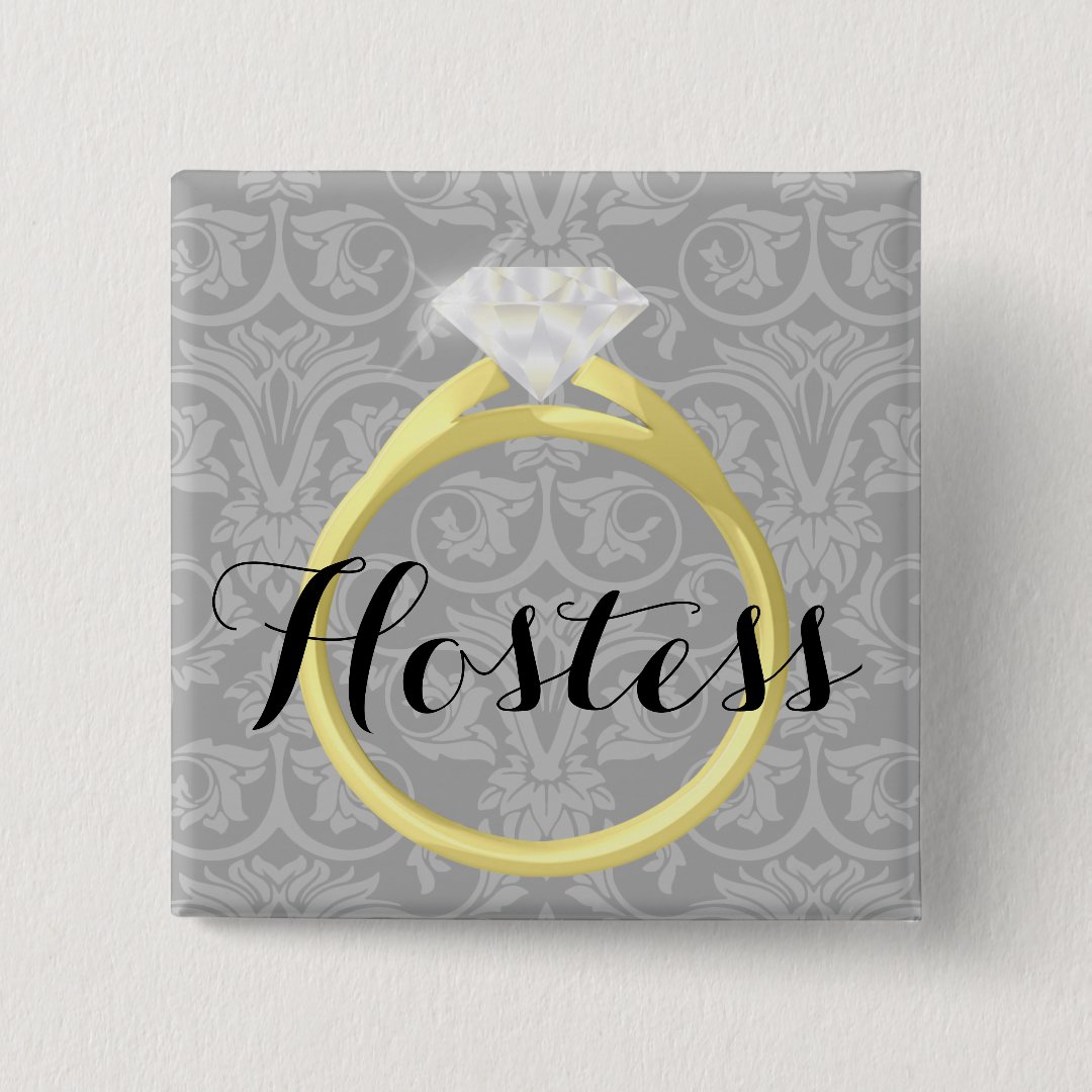Wedding Hostess Bridal Wedding Party Name Tag Pinback Button | Zazzle