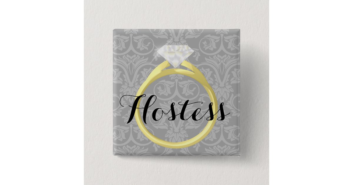 Wedding Hostess Bridal Wedding Party Name Tag Pinback Button | Zazzle
