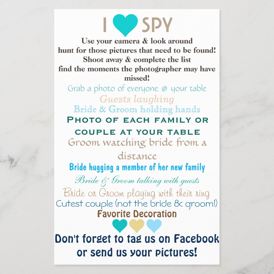 Wedding I Spy | Zazzle