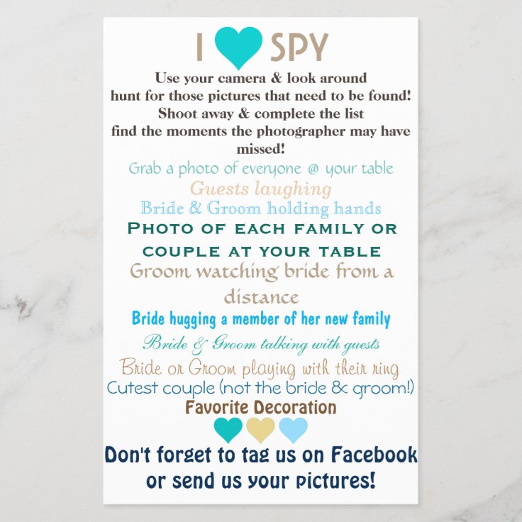 Wedding I Spy | Zazzle
