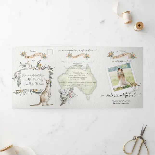 Wedding in Australia Tri-Fold Invitation | Zazzle