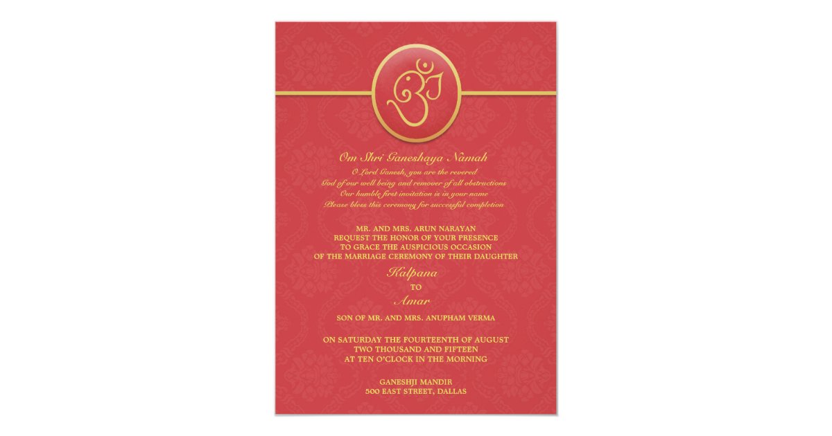 Wedding Indian Style Flat Invitation | Zazzle.com
