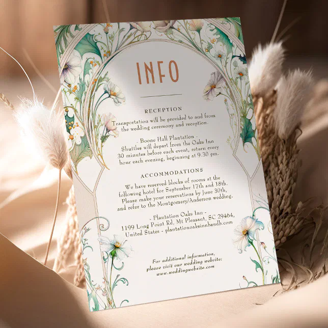 Wedding Insert INFO Daisy Art Nouveau by Mucha Invitation | Zazzle