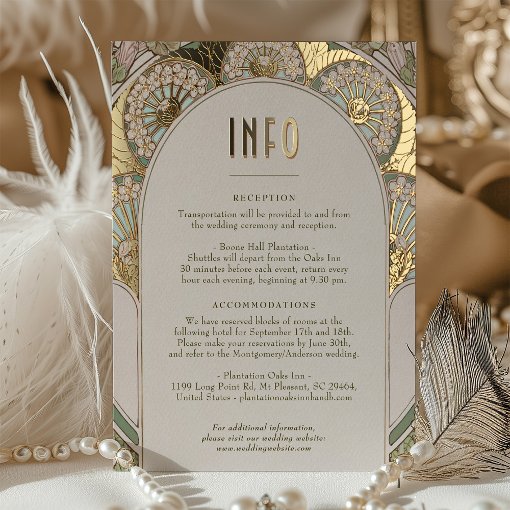 Wedding Insert INFO Vintage Art Nouveau by Mucha Foil Holiday Postcard ...