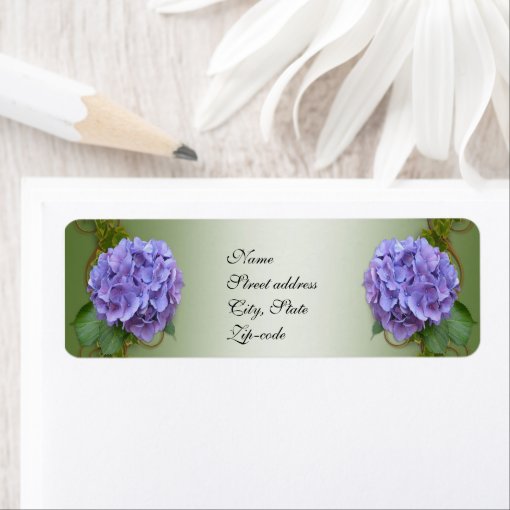 Wedding invitation address Labels hydrangeas | Zazzle