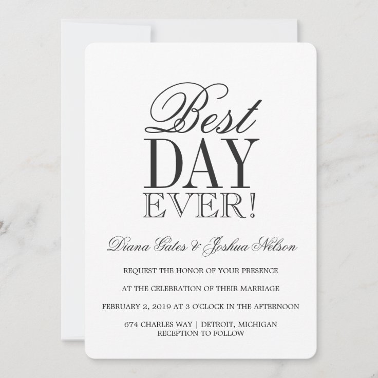 Wedding Invitation | BEST DAY EVER | Zazzle