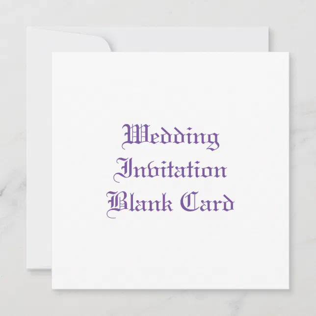 WEDDING INVITATION BLANK FLAT CARD | Zazzle